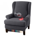 Premium Water Repellent Wingback Chair Cover 2-Piece High Stretch ...
