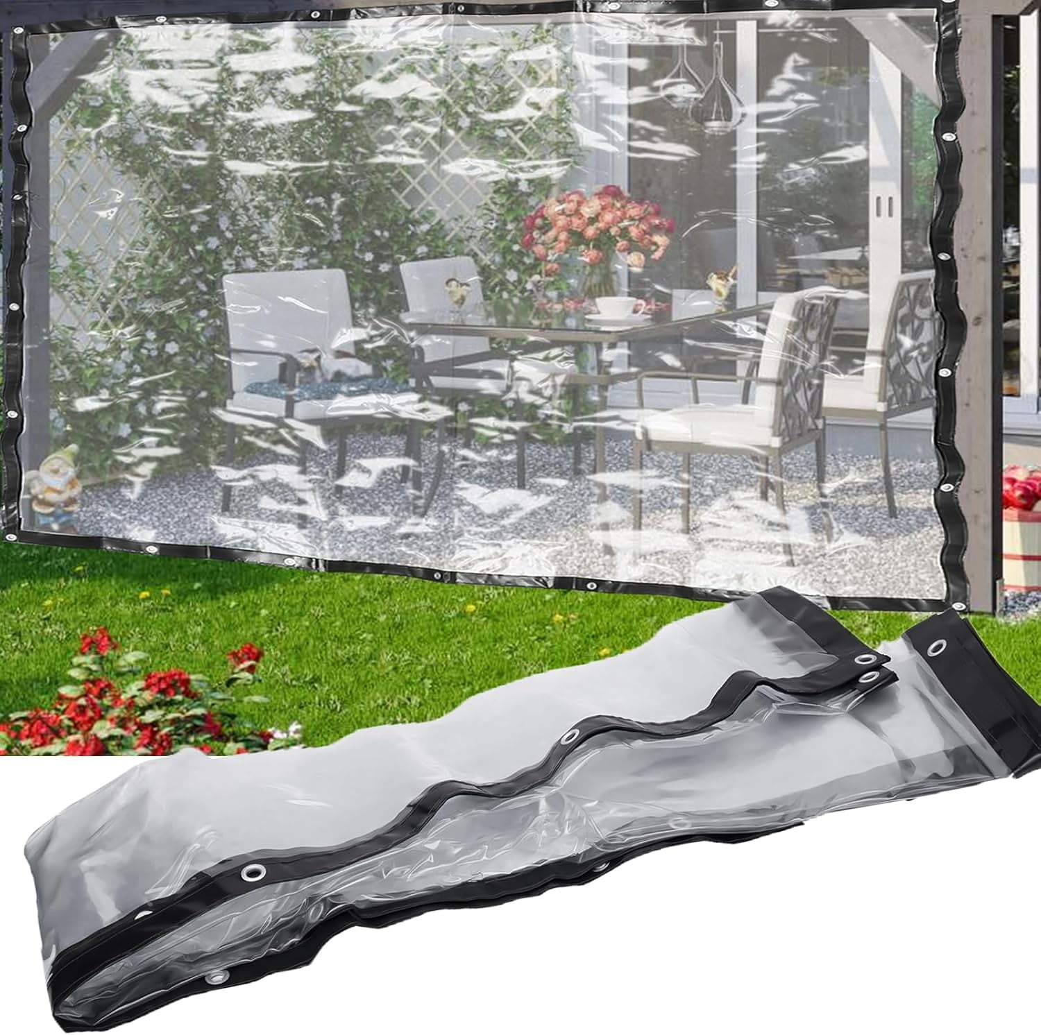 Premium Waterproof Clear Awning, Roll up Clear Patio Enclosure for ...