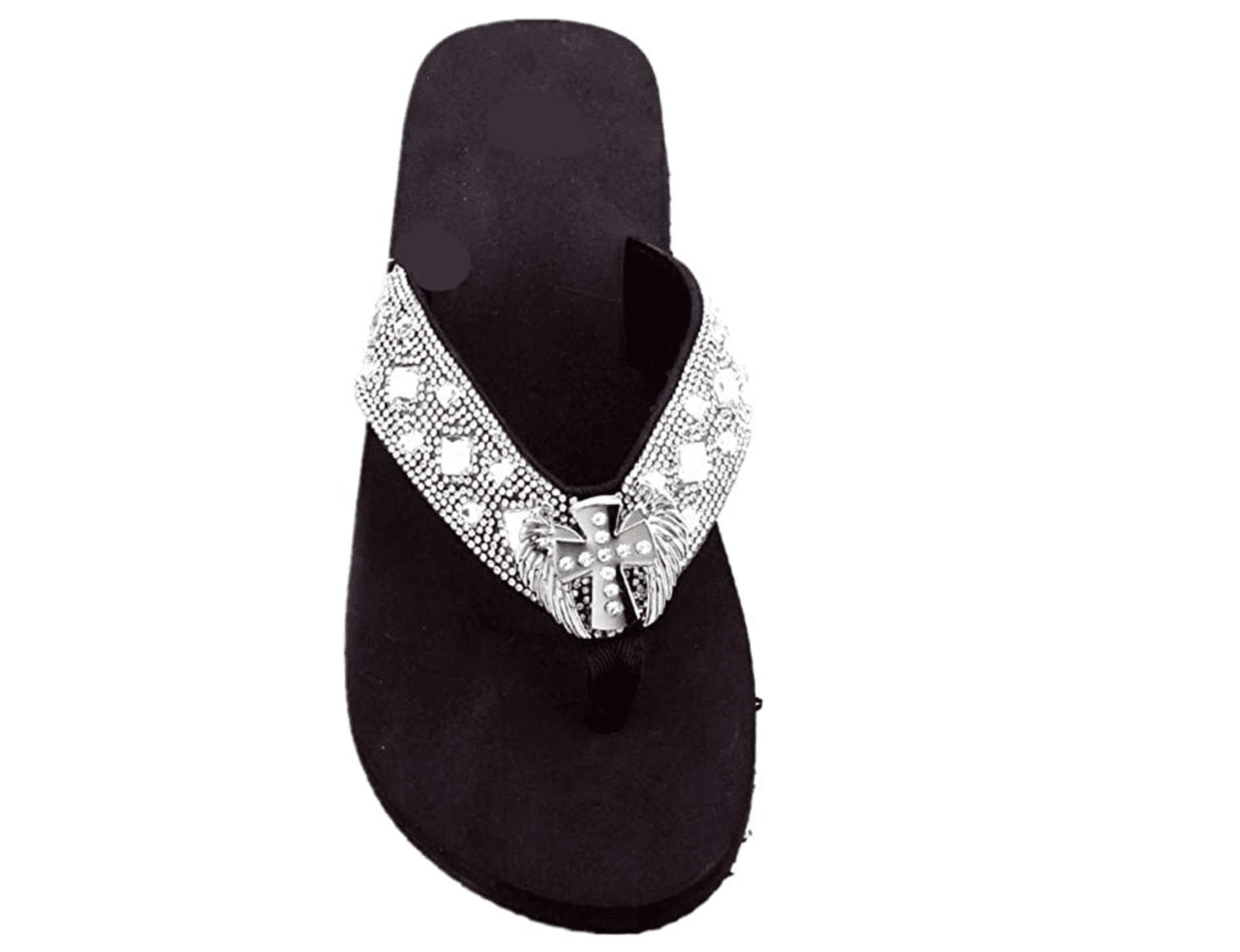 Premium Western Rhinestone Cross Angel Wings Blingbling Flip Flop ...