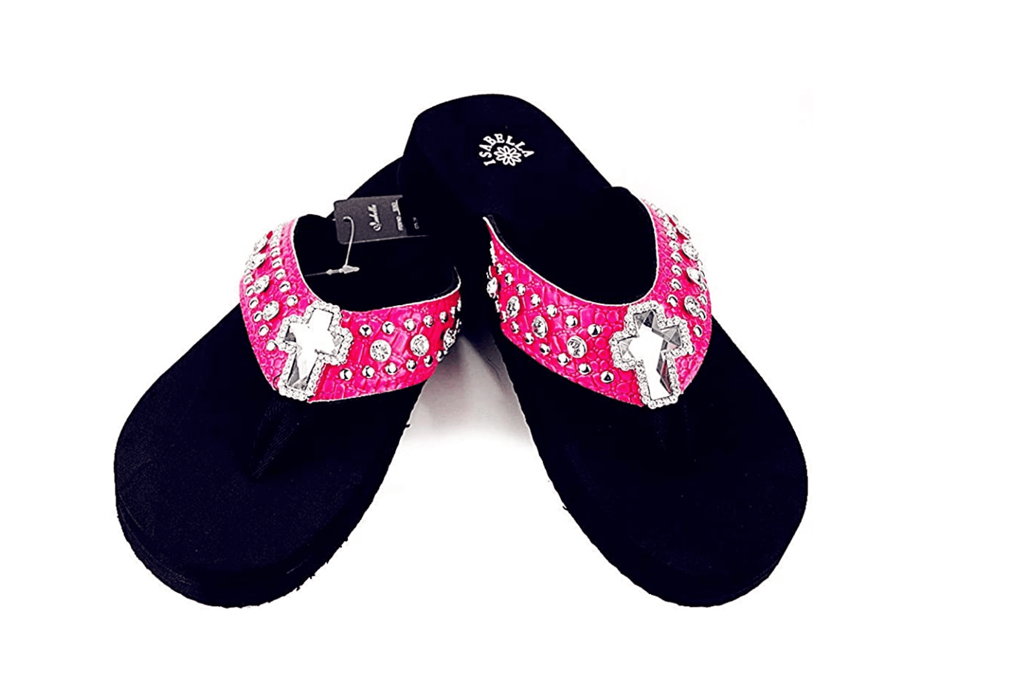 Premium Western Rhinestone Cross Blingbling Hot Pink Flip Flop S063 ...
