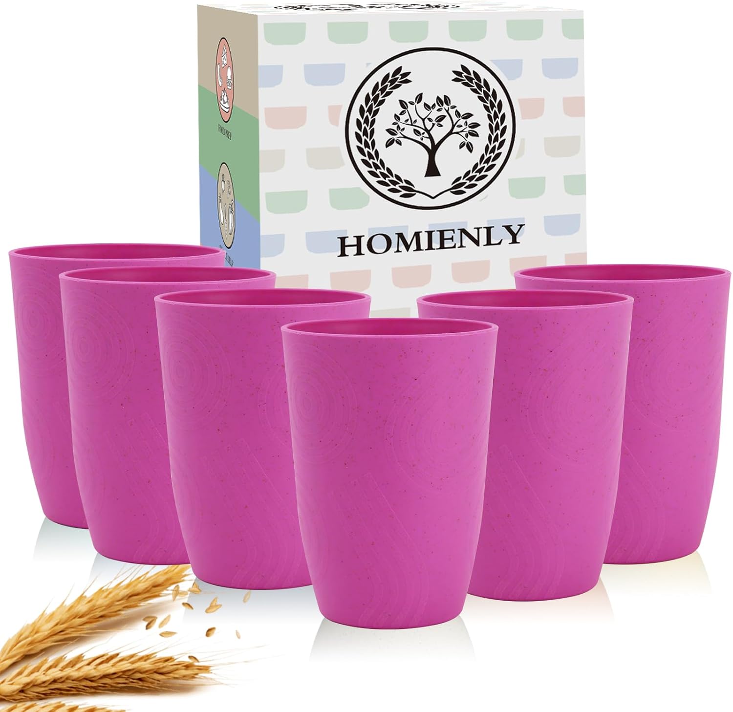 Premium Wheat Straw Unbreakable Cups (6pcs, 12oz)：Reusable Plastic ...