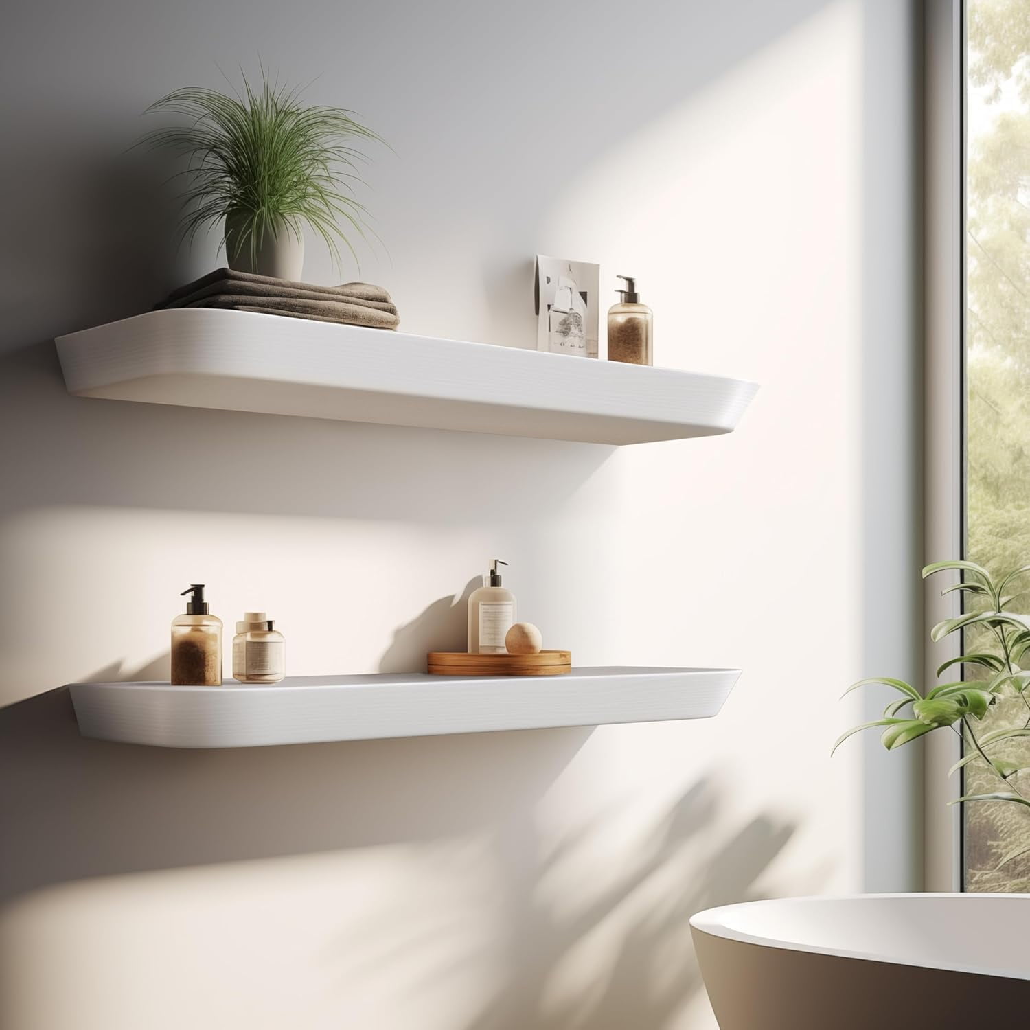 Premium White Floating Shelves 36 inch (Set of 2) -Wood Shelves ...