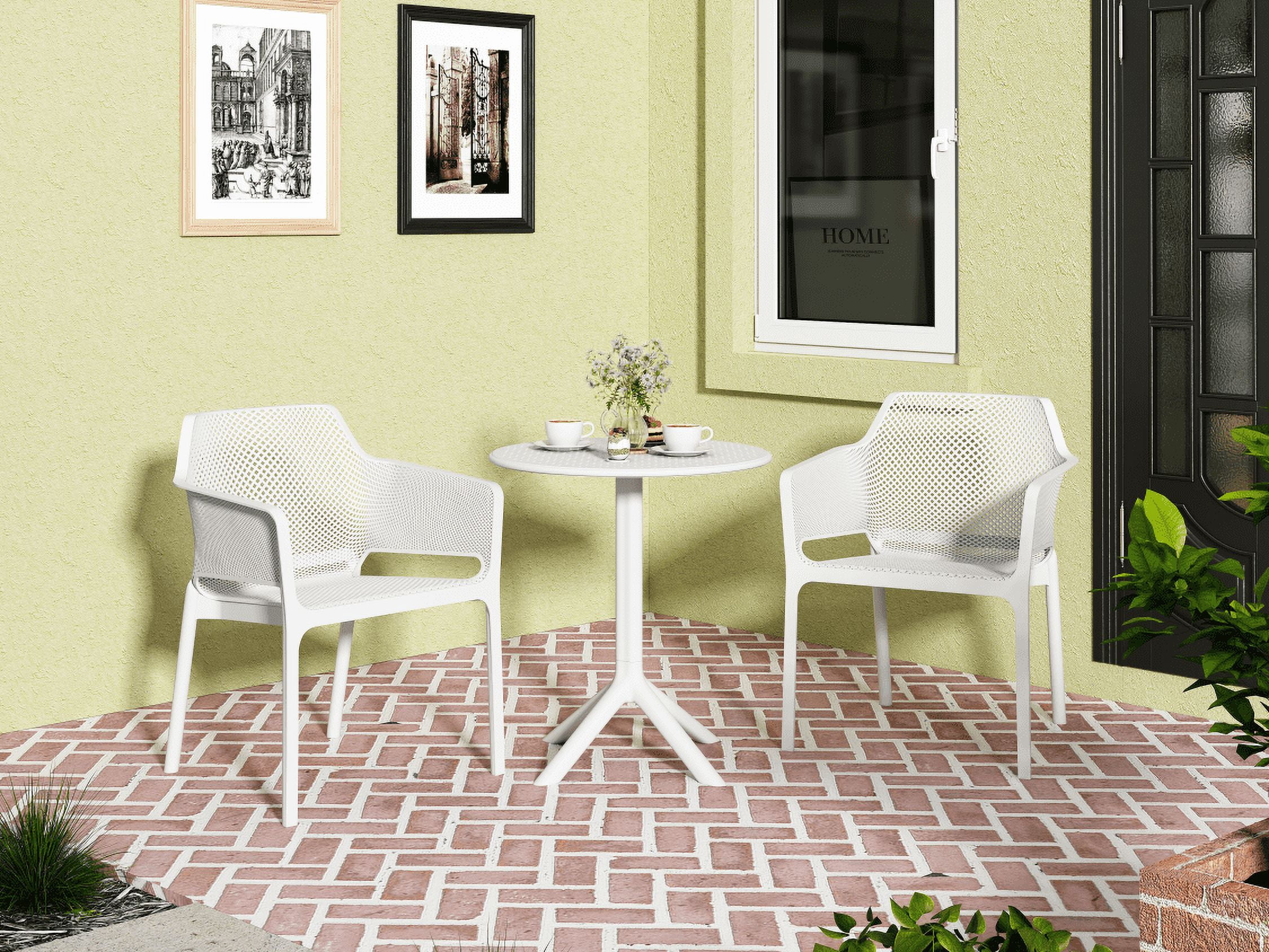 Premium White Ocean Plastic Bistro Arm Chair Set - 3 Pieces of Stylish ...