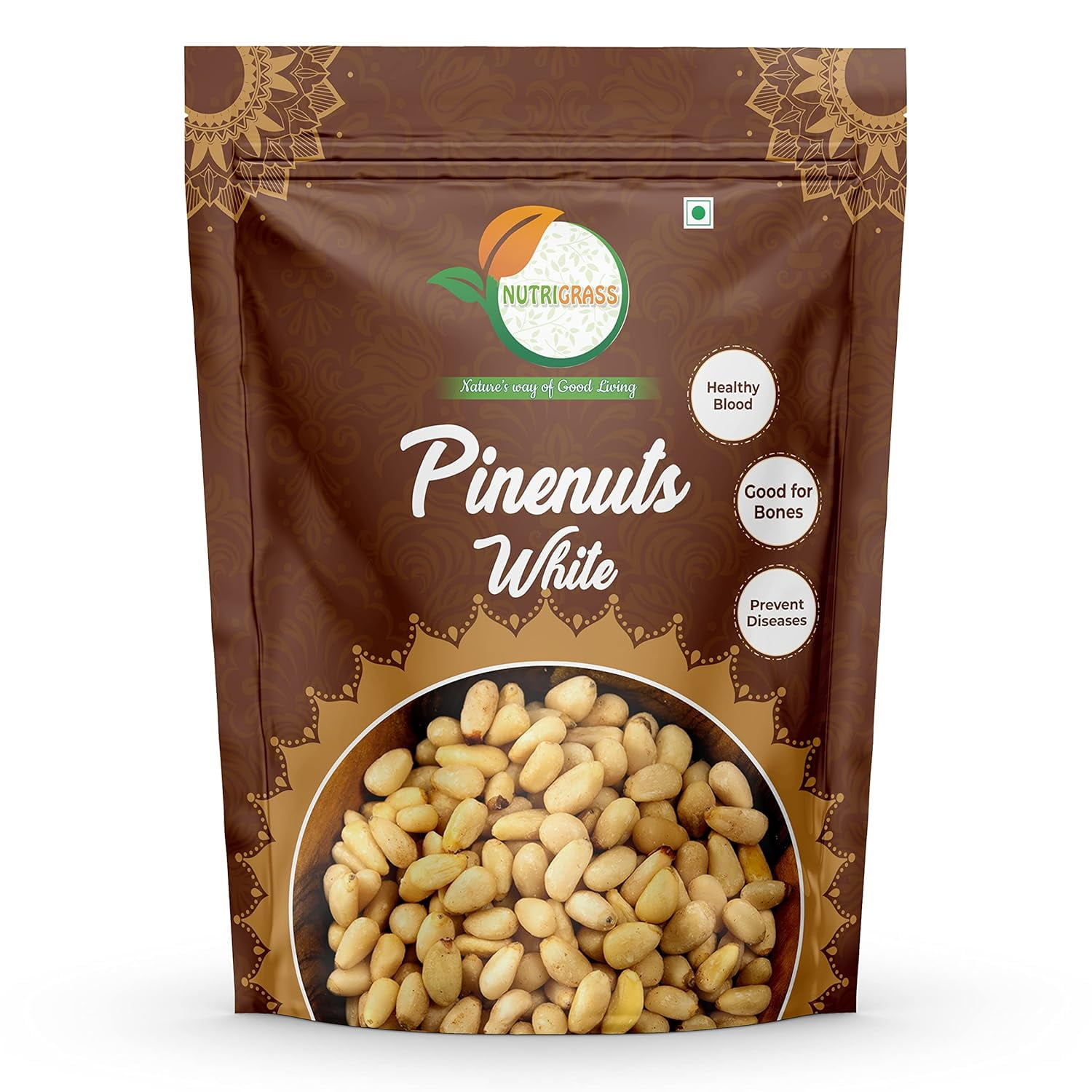 Premium White Pine Nuts Without Shell By Nutrigrass 500gm, | Rich ...