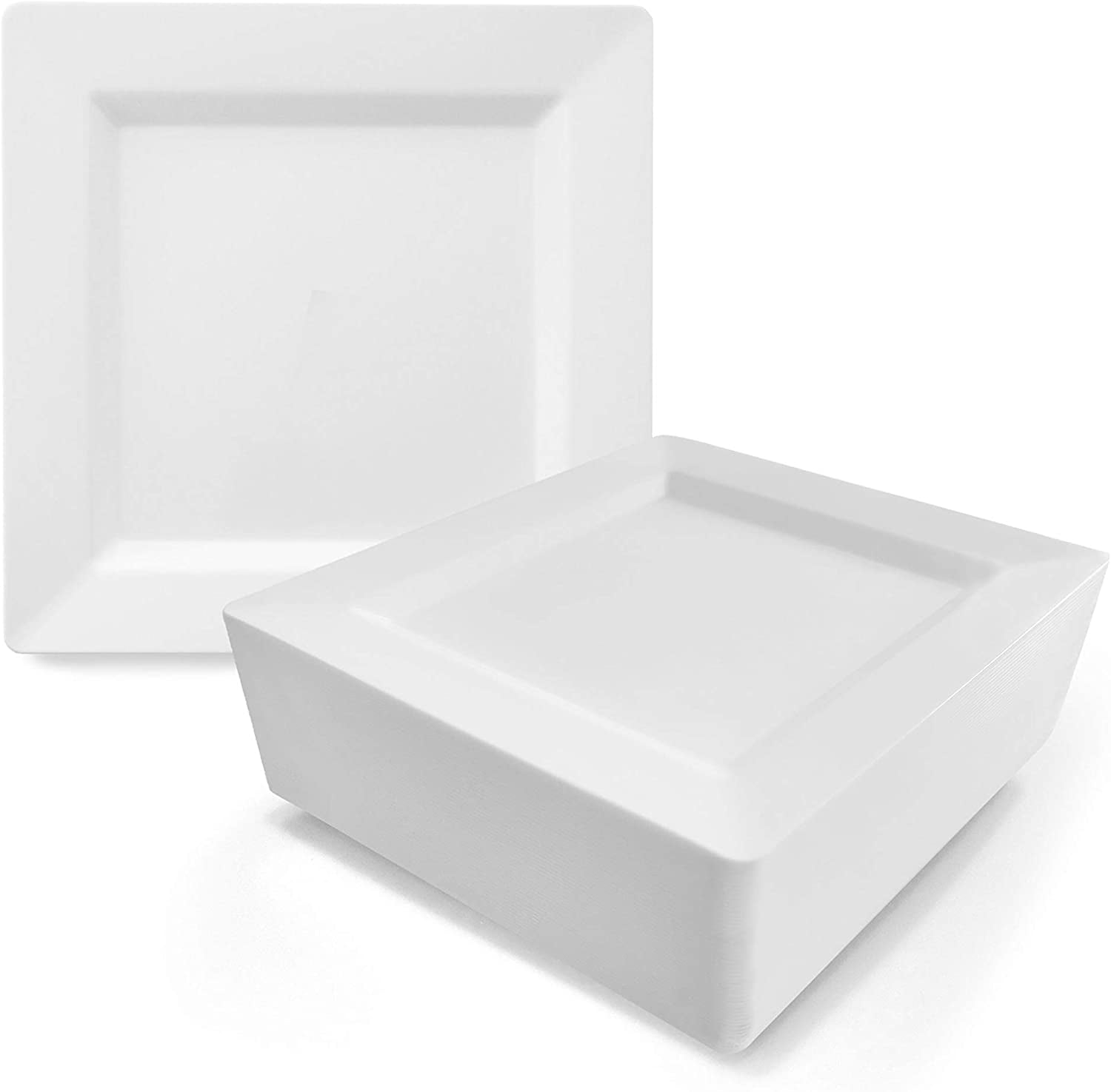 Premium White Square Plates Set 7.25 - 50 Count Elegant Disposable ...