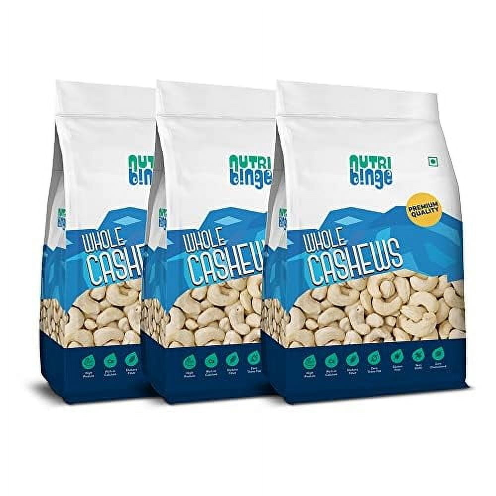 Premium Whole Cashew Kaju By Nutri Binge 1500gm, (500gm*3) Each Pack ...