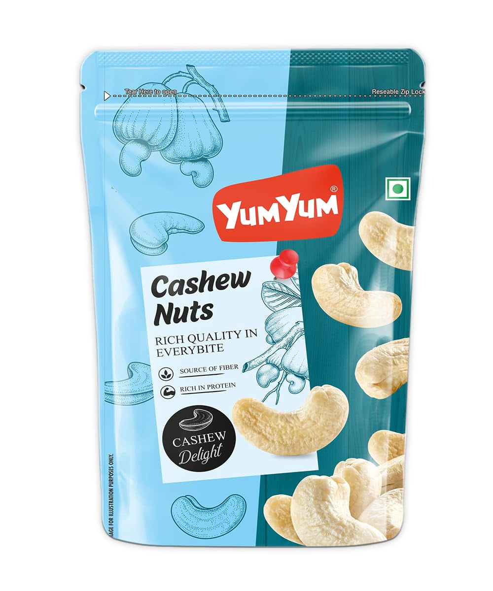 Premium Whole Cashews Nuts By Yum Yum 500gm, Pouch | Fresh & Crunchy ...