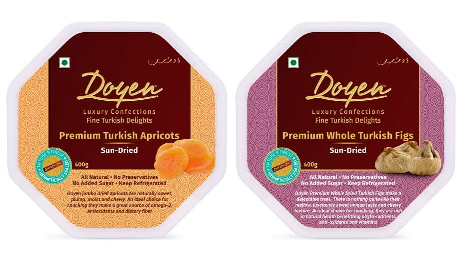 Premium Whole Turkish Figs & Apricots Anjeer By Doyen 800gm, (400gm*2 ...