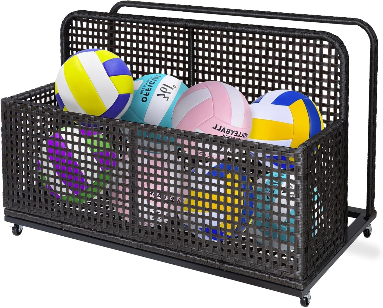 Premium Wicker Poolside Storage Organizer with Wheels – Large Outdoor ...