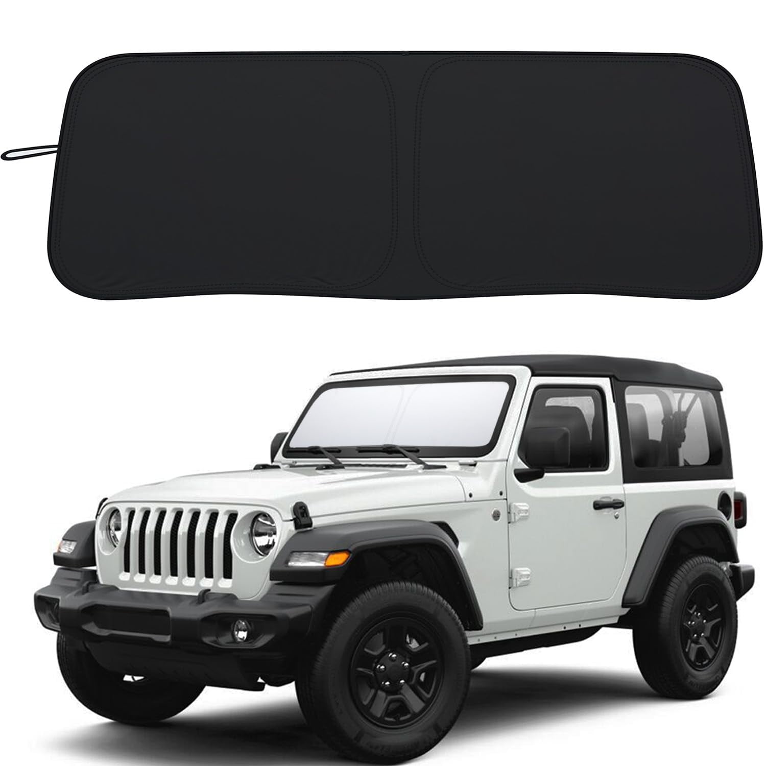 Premium Windshield Sun Shade for 2018-2025 AIS1 Jeep Wrangler JLU & 2020-2025 Jeep Gladiator ...