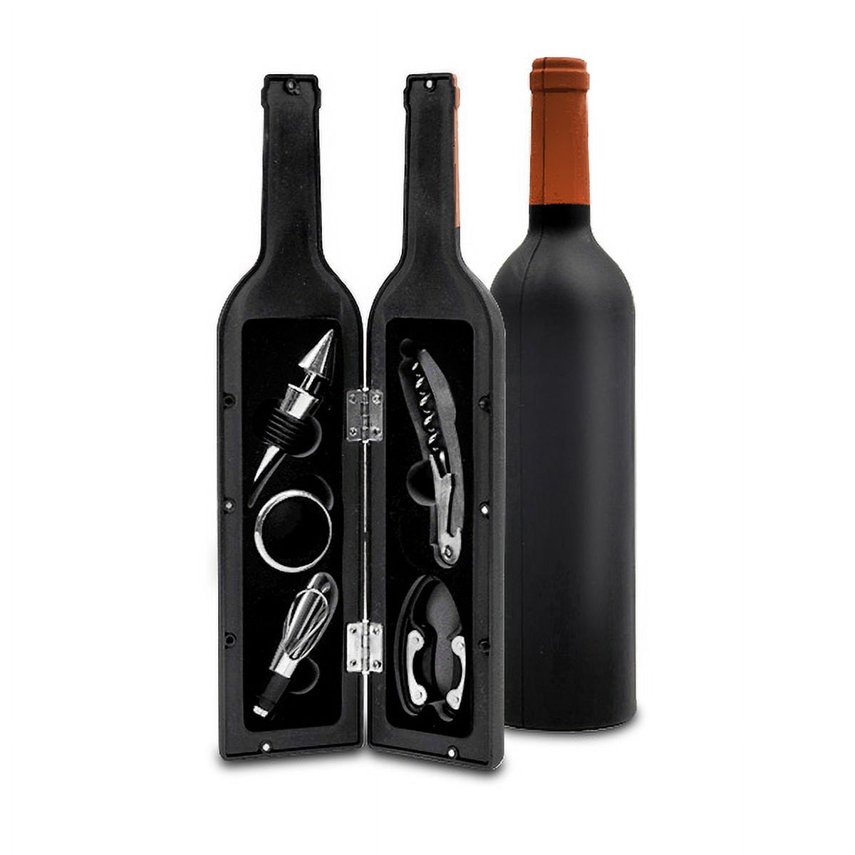 Premium Wine Bottle Gift Set - Opener, Stopper, Drip Ring, Foil Cutter ...