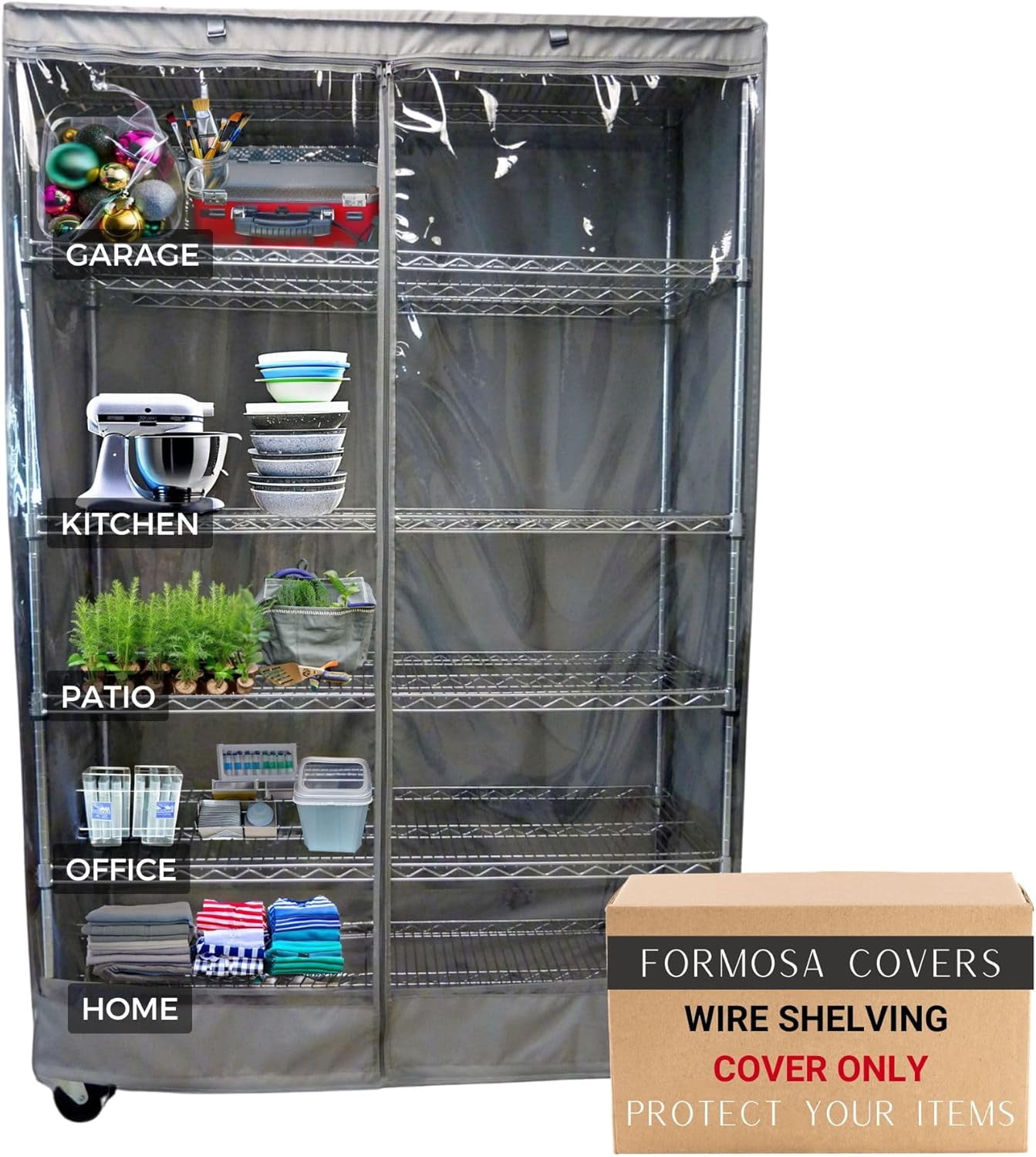 Premium Wire Shelf Cover Clear Front - (48”Wx18”Dx72”H) Shelving ...