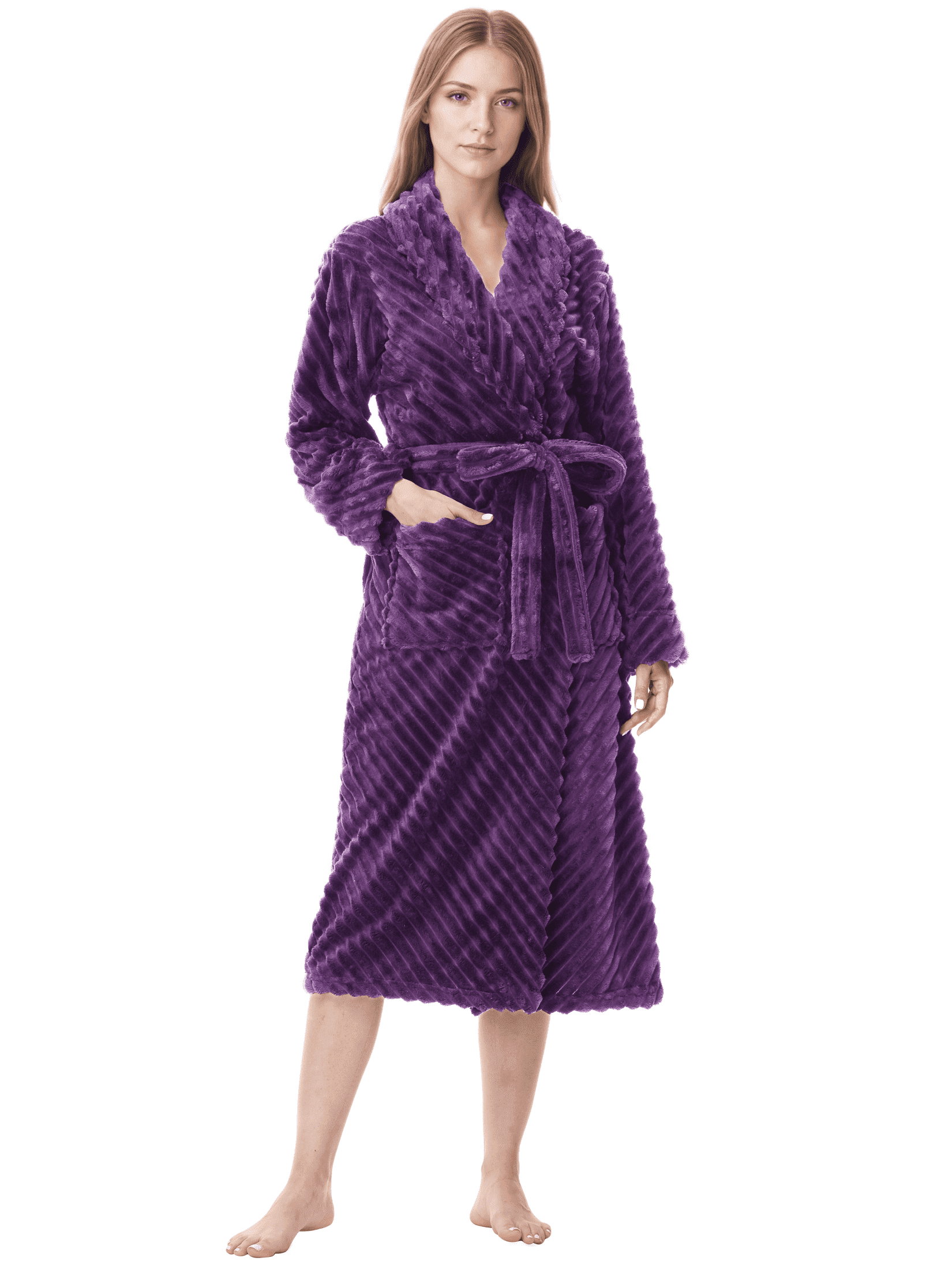 Enwphrey Purple Women Robe Soft Cozy Warm Bathrobe Ladies Long Fleece ...