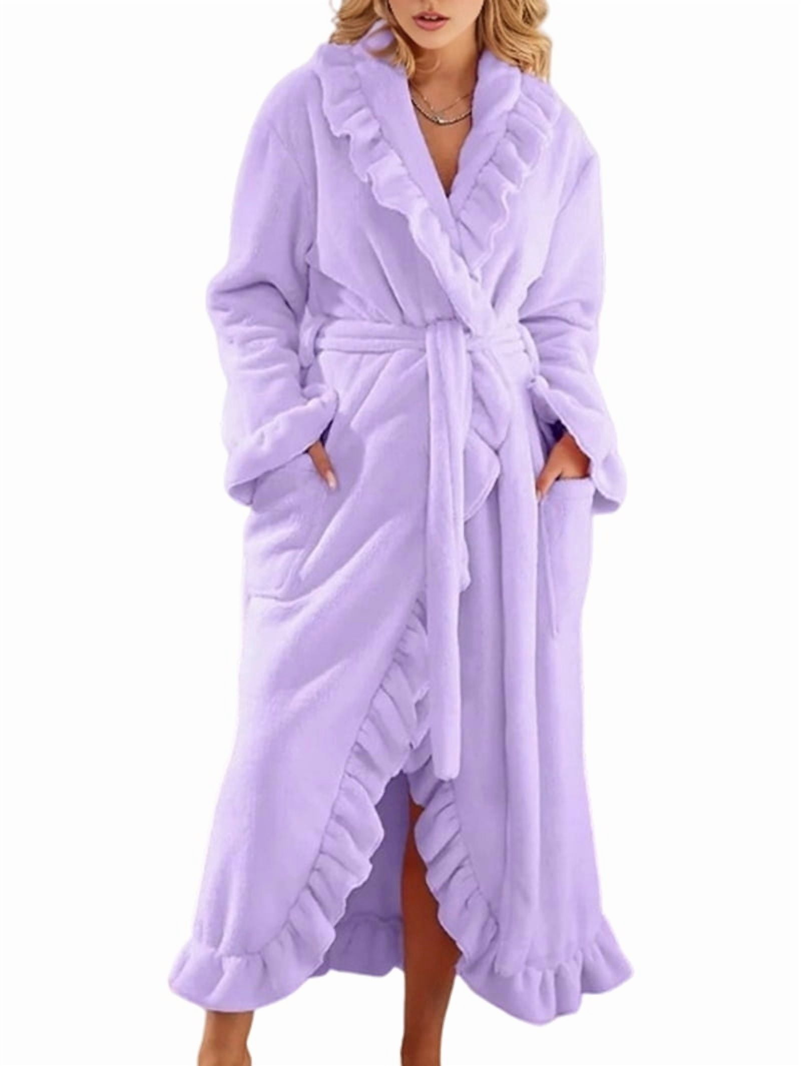 Premium Womens Plush Soft Robe , Warm, Coral Fleece Bathrobe XL ...