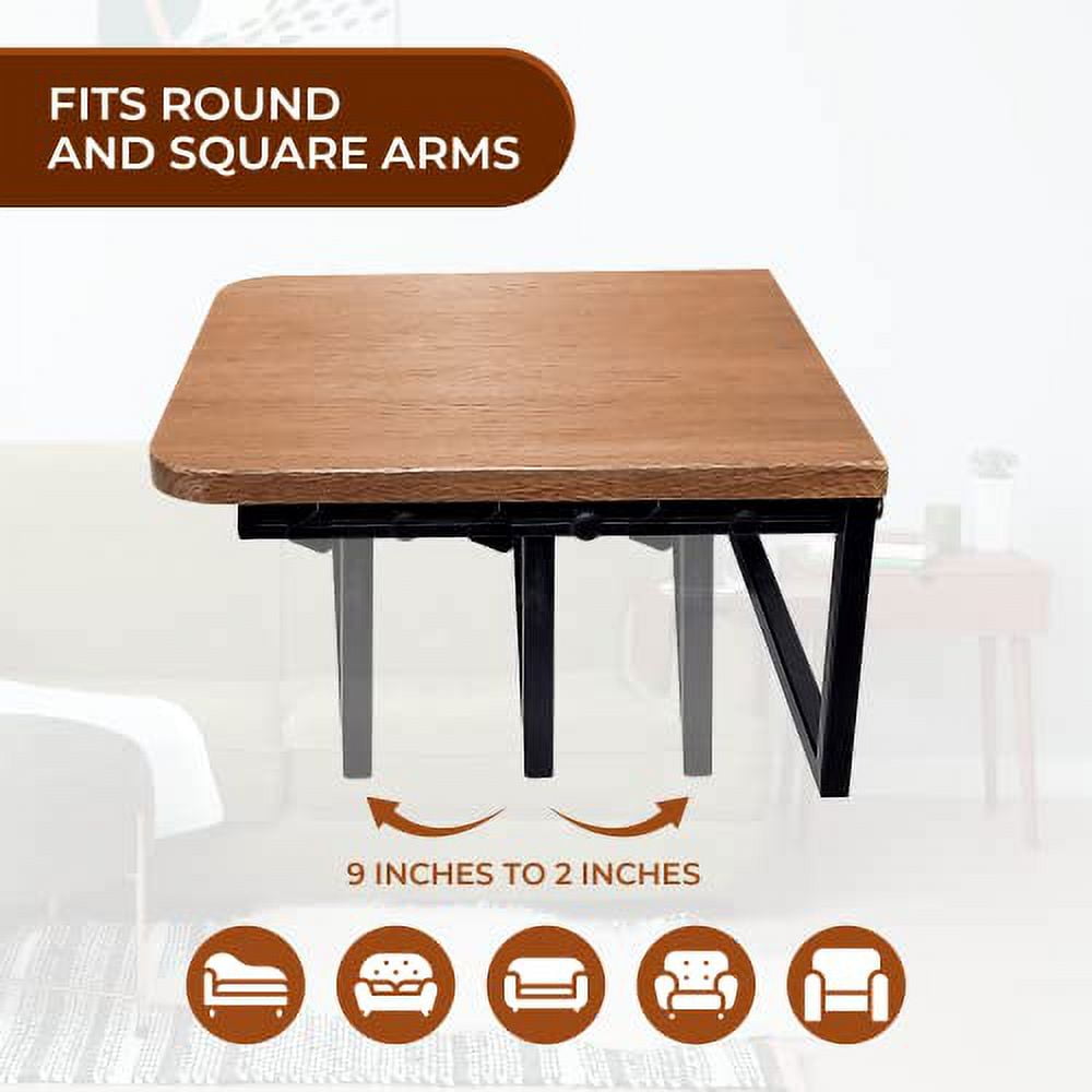 Premium Wood Sofa Arm Clip Table with Metal Frame - Multi-Functional ...
