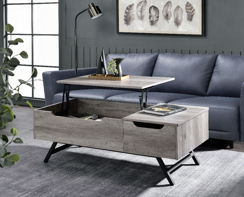 Premium Wood Veneer and MDF Weathered Gray Console Table for Any Space ...