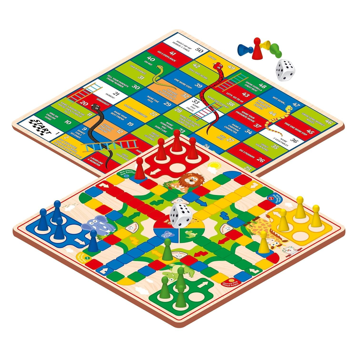 Premium Wooden 12 Inches Interactive Snakes, Ladders & Interactive Ludo ...