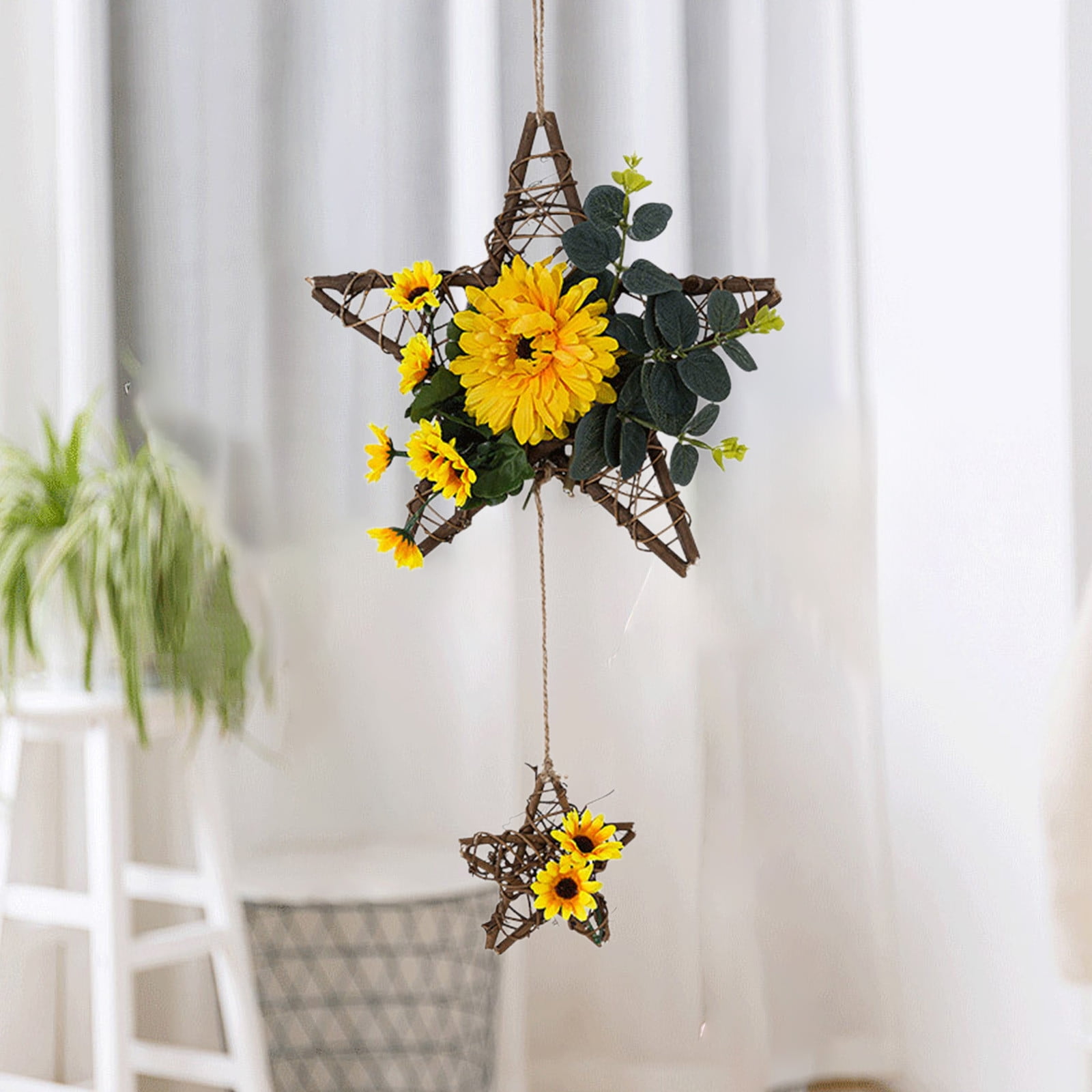 Premium Wooden Artificial Hanging Flowers for Outdoor Decor - Realistic ...