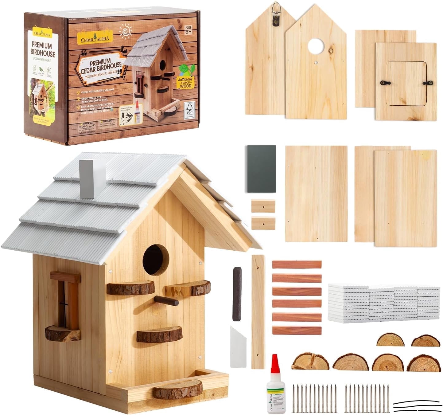 CEDAR ALPHA Premium Wooden Bird House Kit - Build it Yourself Birdhouse ...