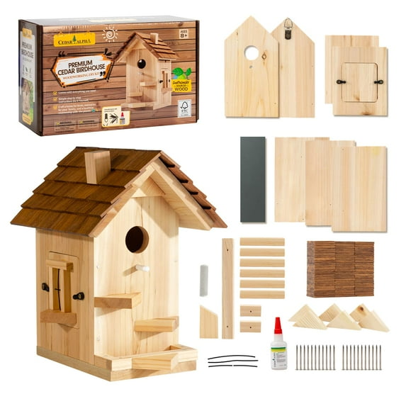 Premium Wooden Bird House Kit - Bluebird House for Outside - Build it ...