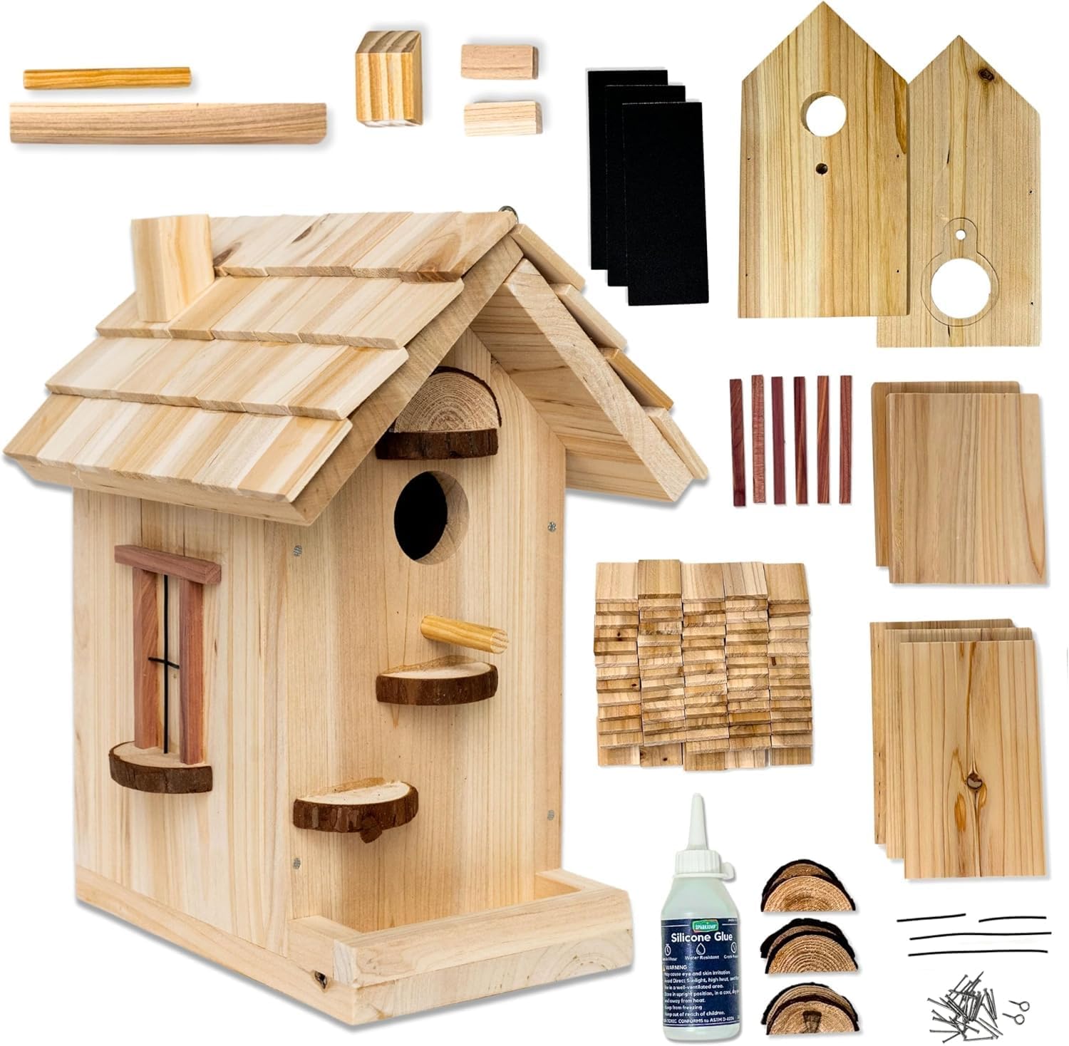 Premium Wooden Bird House Kit - Build it Yourself Birdhouse - Birdhouse ...