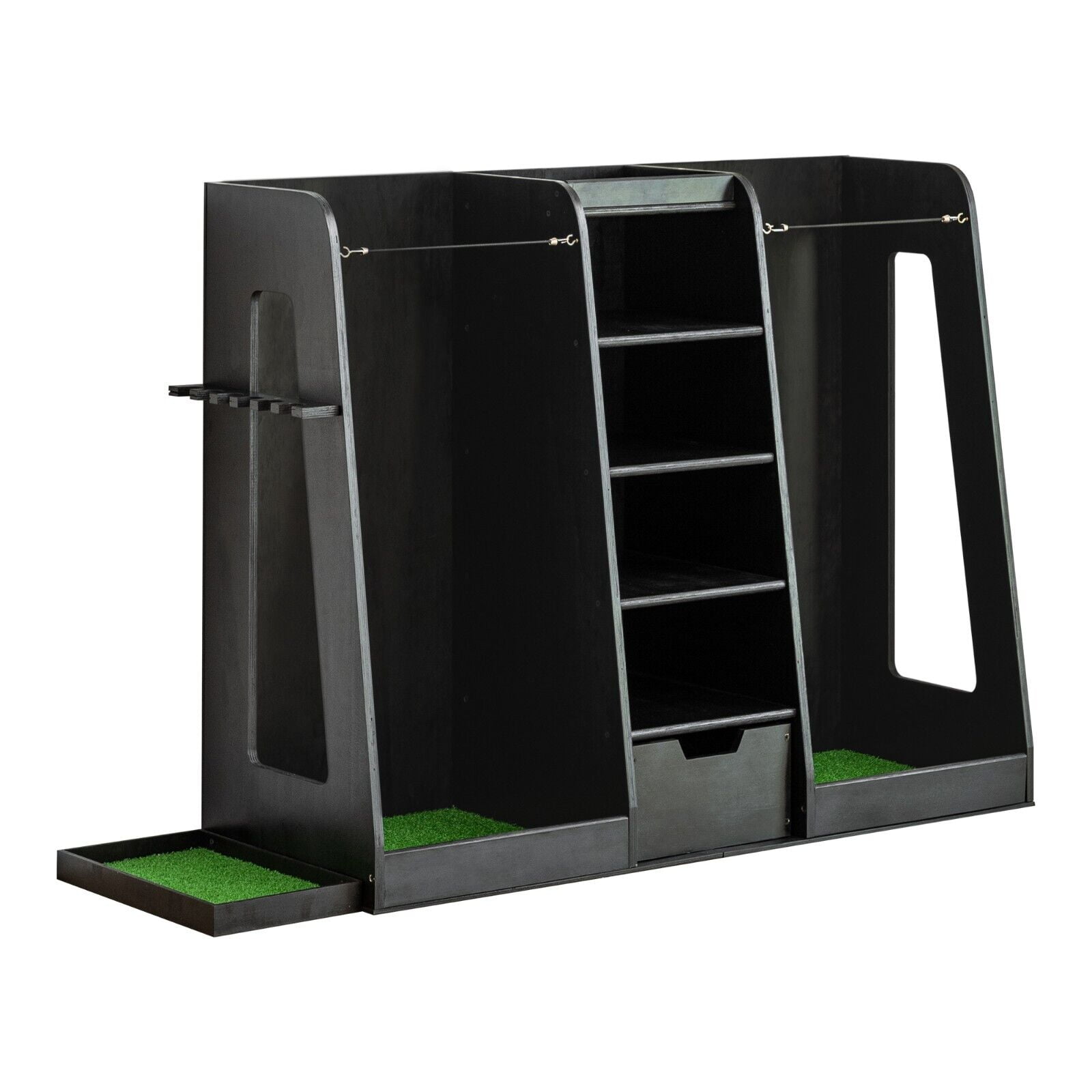 Premium Wooden Golf Bag Organizer Clubs Golf Storage Rack Holds 2 Golf ...