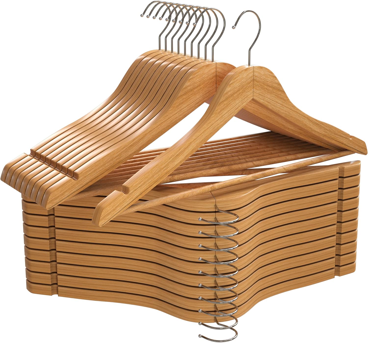 Premium Wooden Hangers 20 Pack - Durable & Slim Coat Hanger - Suit ...