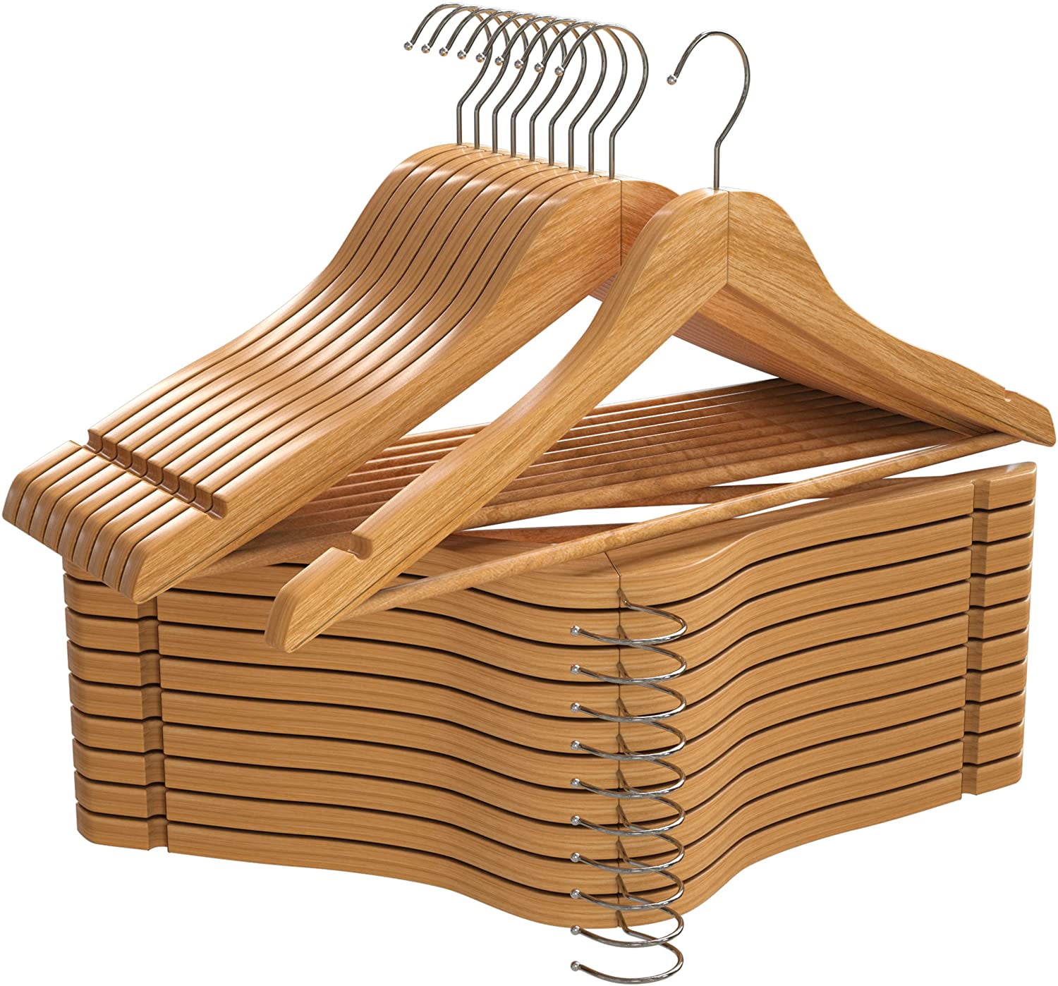 Premium Wooden Hangers 20 Pack - Durable & Slim Coat Hanger - Suit ...