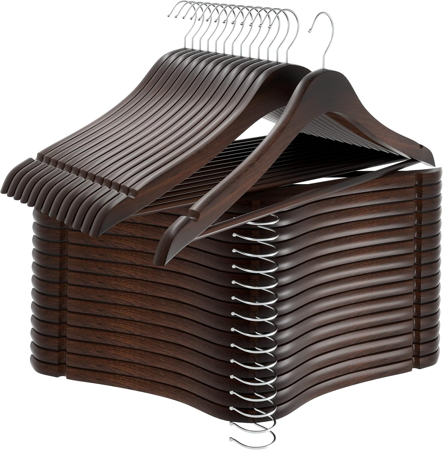 Premium Wooden Hangers 30 Pack - Durable & Slim Coat Hanger - Suit ...