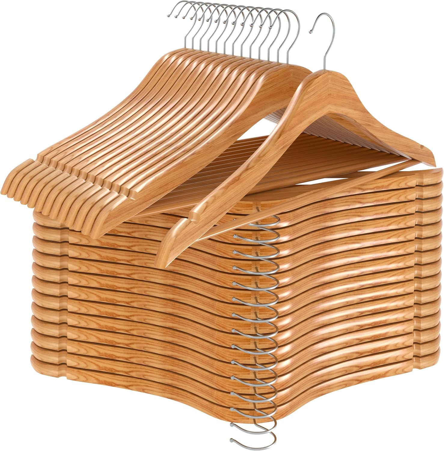 Premium Wooden Hangers 30 Pack - Durable & Slim Coat Hanger - Suit ...