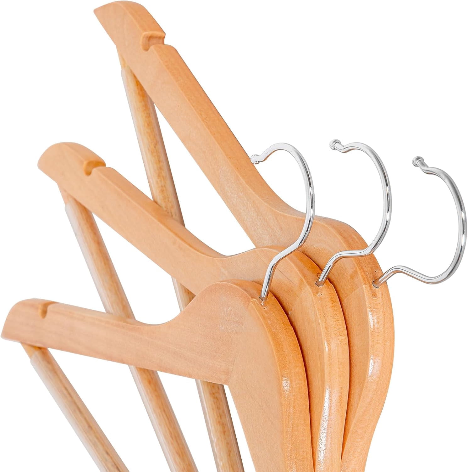 Premium Wooden Hangers with 360-Degree Swivel Hooks, Anti-Warp, Non ...