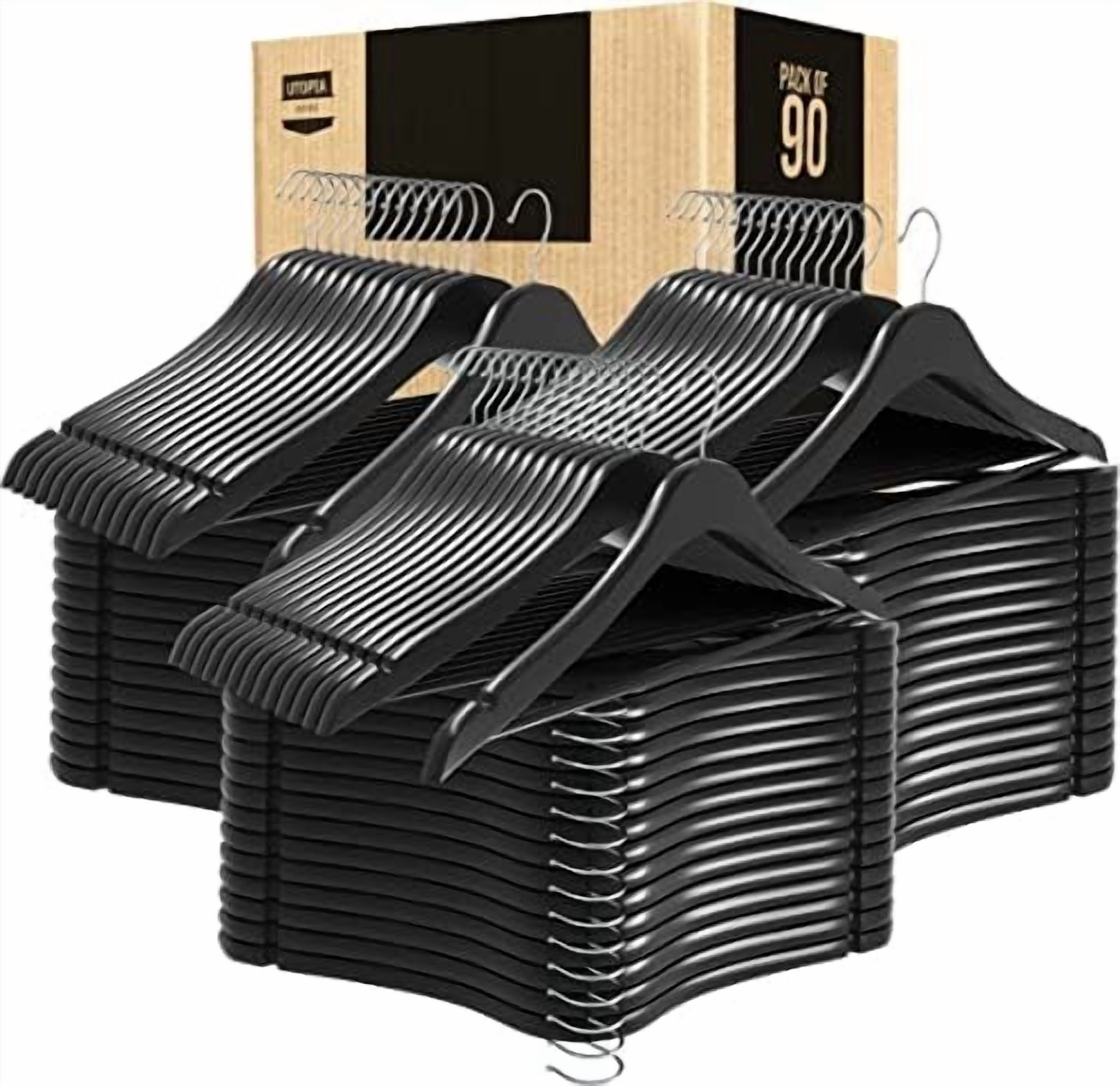 Premium Wooden Hangers 90 Pack - Durable & Slim Coat Hanger - Suit ...