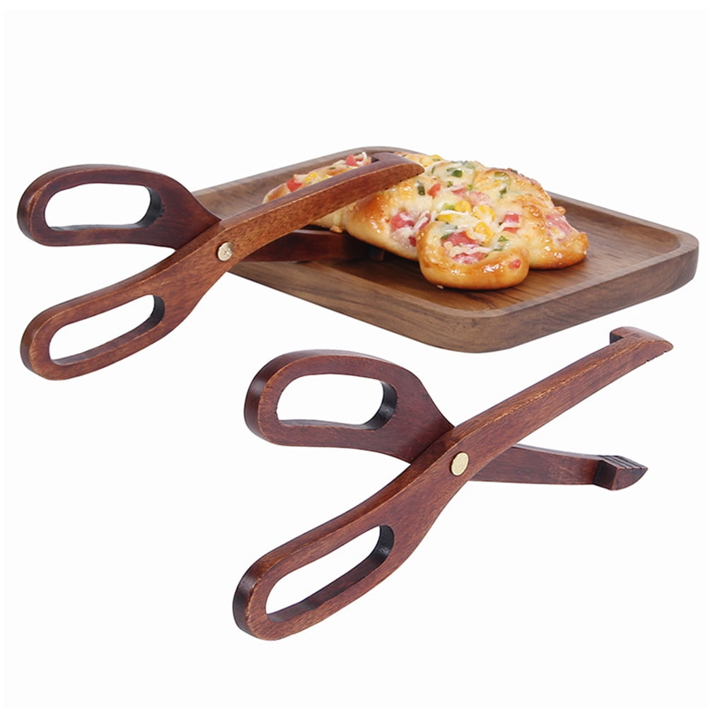 Premium Wooden Kitchen Tongs Food Clamp Creative Scissor Type Cake Clip ...