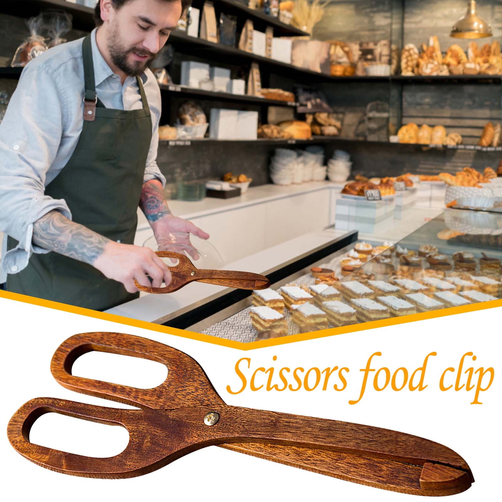 Premium Wooden Kitchen Tongs | Natural Wood BBQ Grilling Clips | Heat ...