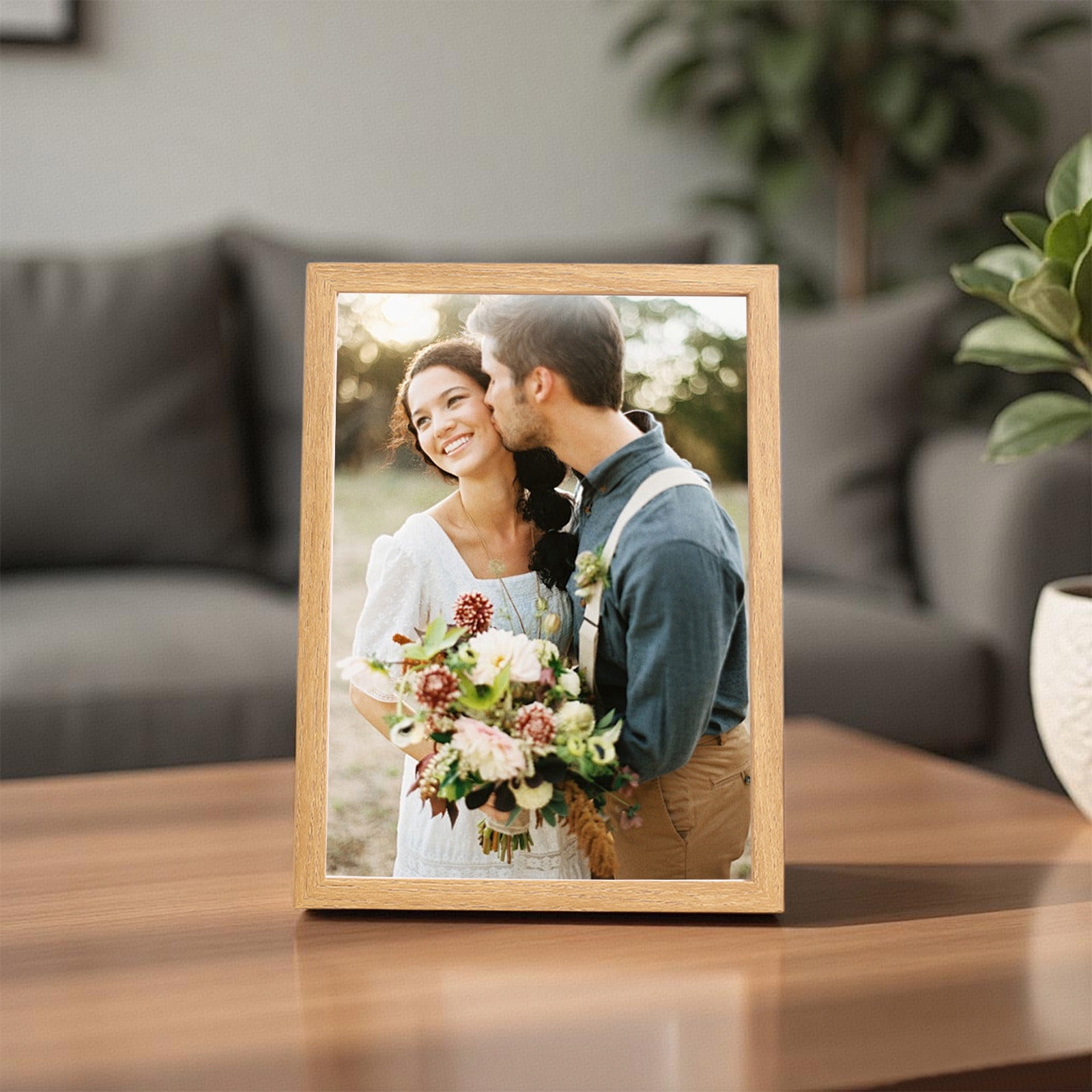 Premium Wooden Photo Frame 7x5 Inch - Wall Mount & Tabletop Display ...