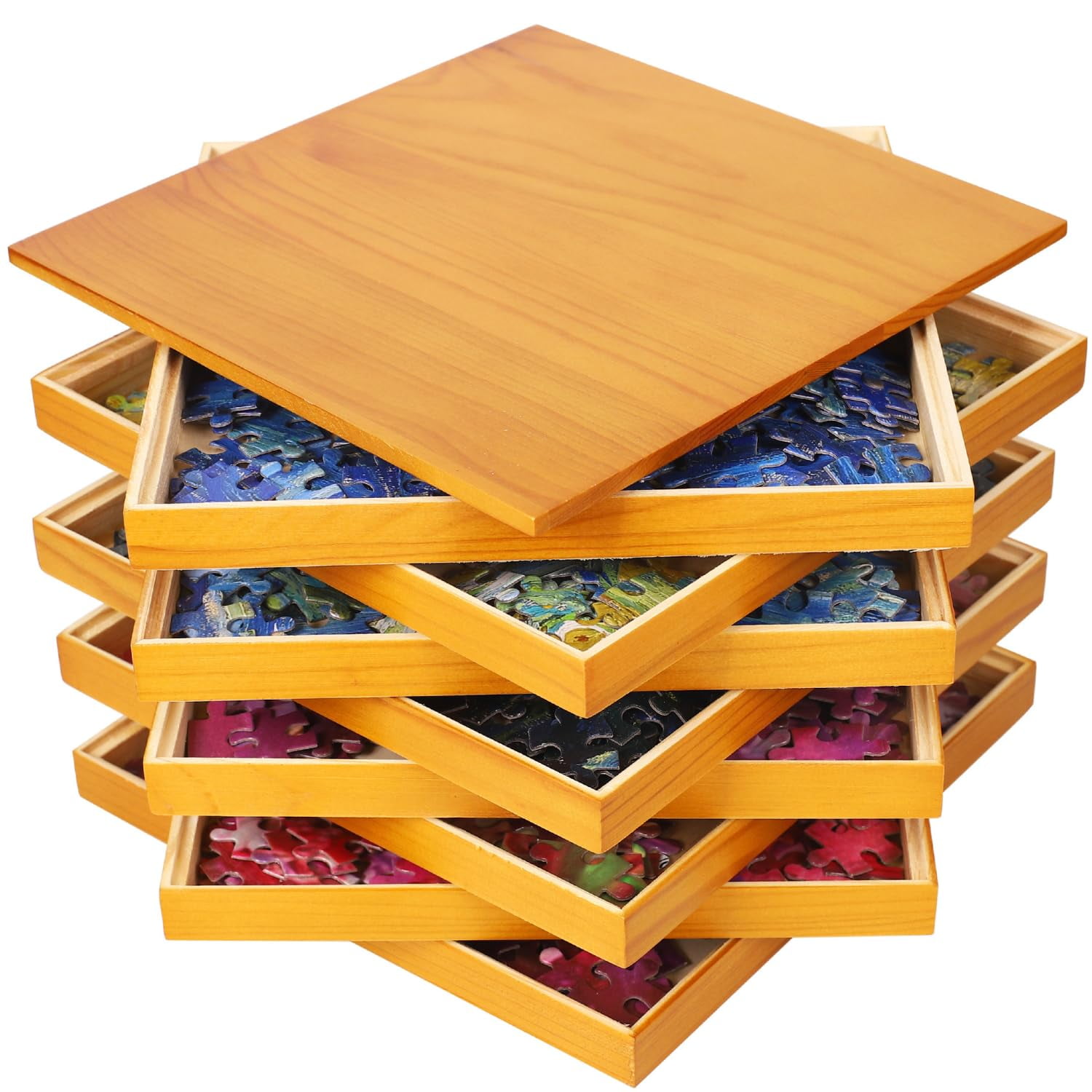 Premium Wooden Puzzle Sorting STF9 Trays Stackable - 8 x 8 Inch ...