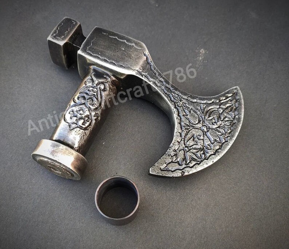 Premium Wooden Walking Cane Axe Head | Handmade Battle Axe Cane | Axe ...