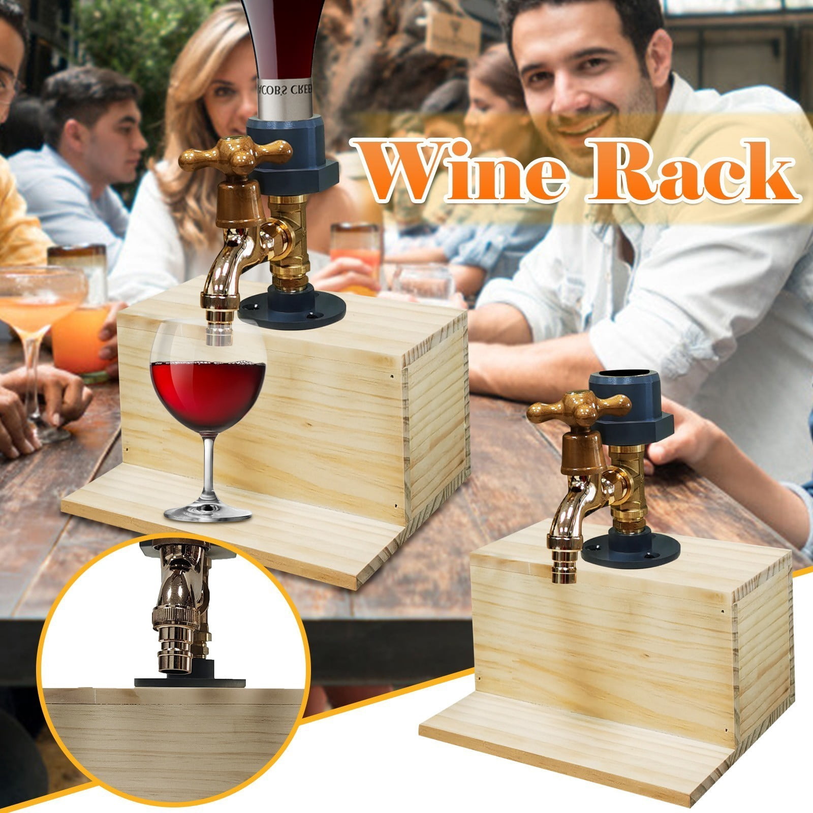 Premium Wooden Whiskey Barrel Dispenser with Brass Spout - Elegant Home ...
