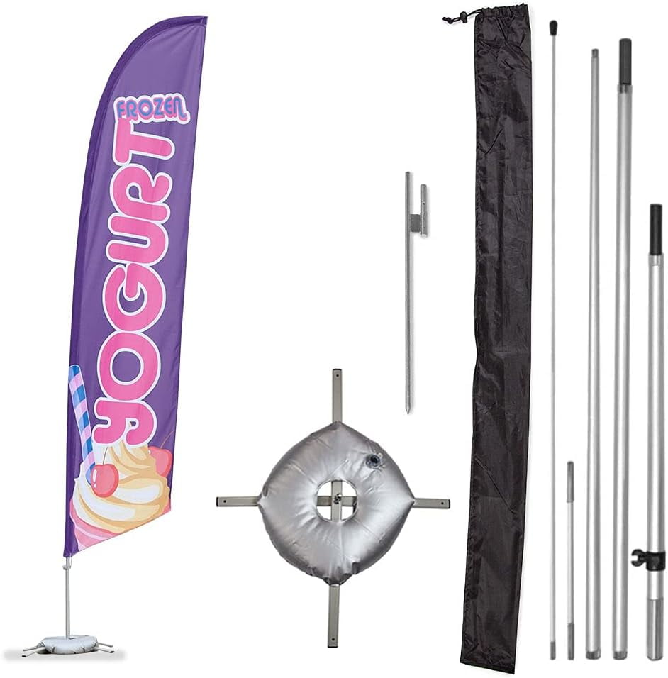 Premium Yogurt Flag Kit - Includes 13ft Sectional Aviation Grade Fiberglass Poles, Yogurt Flag ...