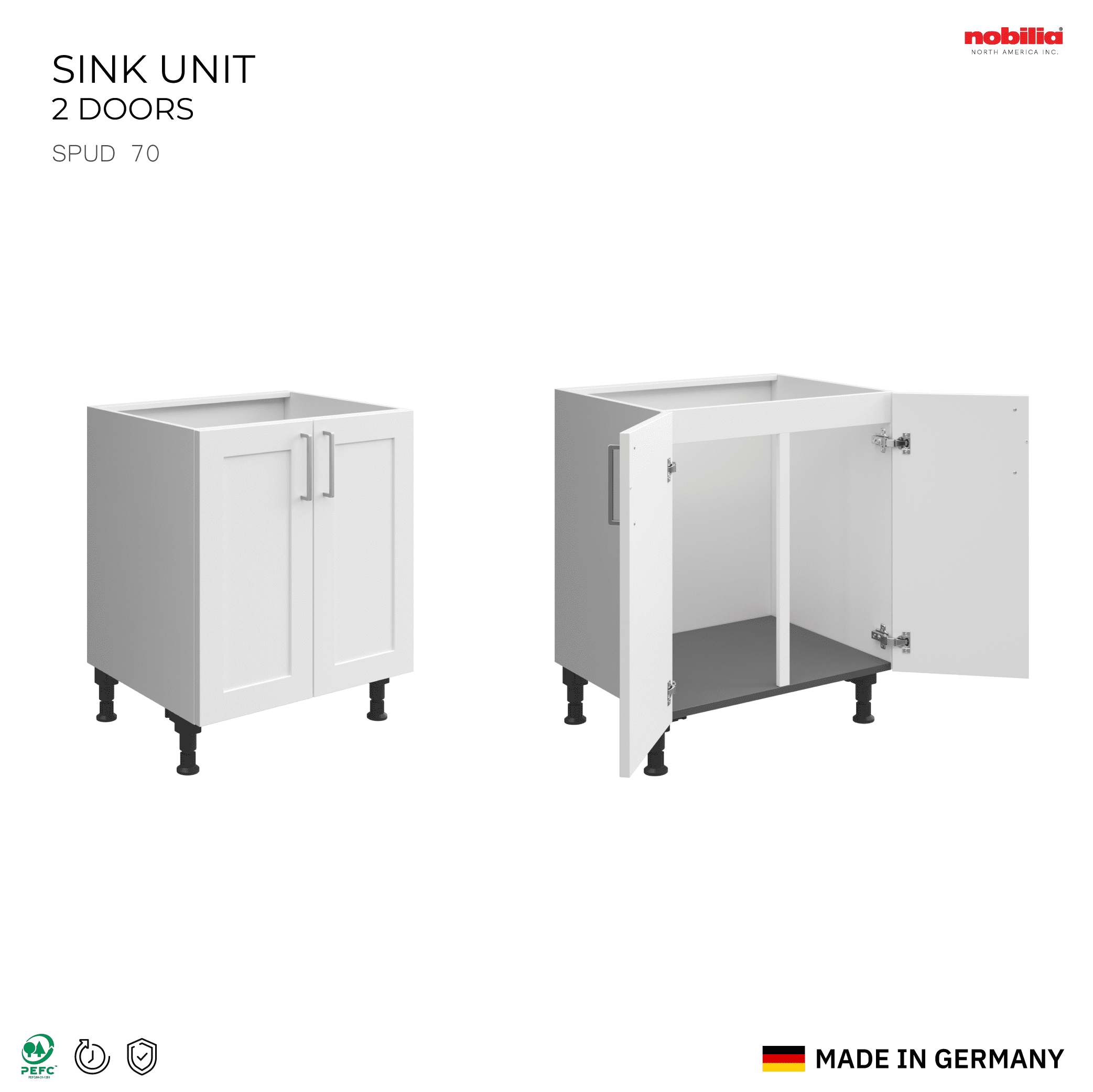 Premium fully-assembled German white shaker water-resistant sink unit ...