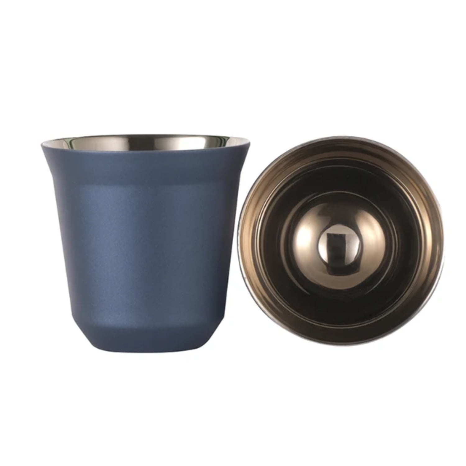 Premium high-quality set of 2 double-layer stainless steel coffee cups ...