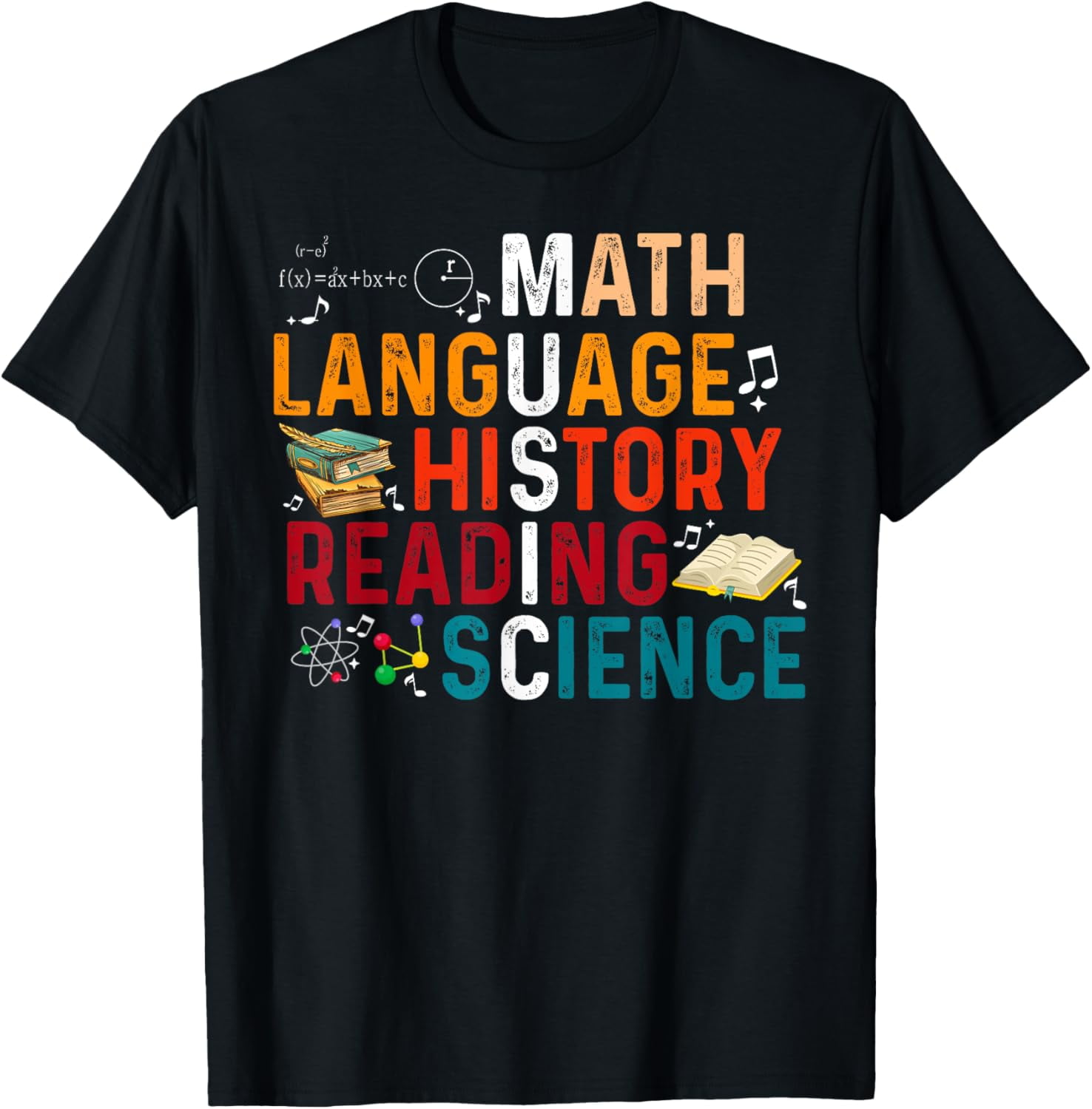 Premium model-Unisex-100% cotton-Math Language History Reading Science ...