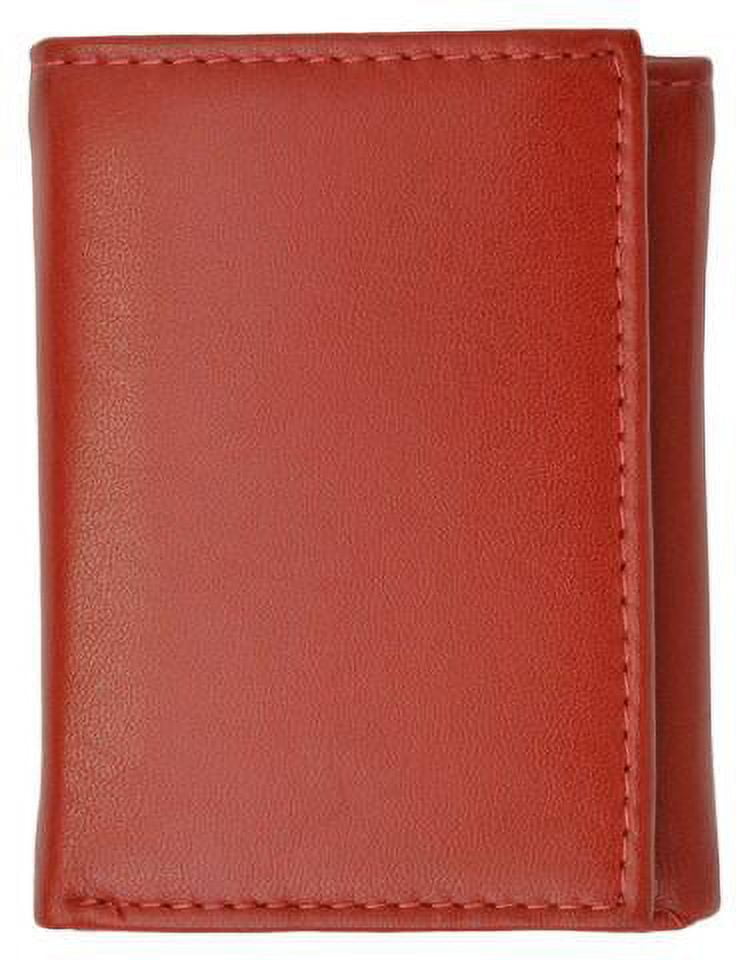 Premium Soft Red Leather Trifold Wallet for Kids with Card, ID ...