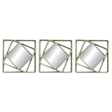 Premius 3 Piece Square Geometric Mirror Set Wall Decor, Champagne, 10 ...