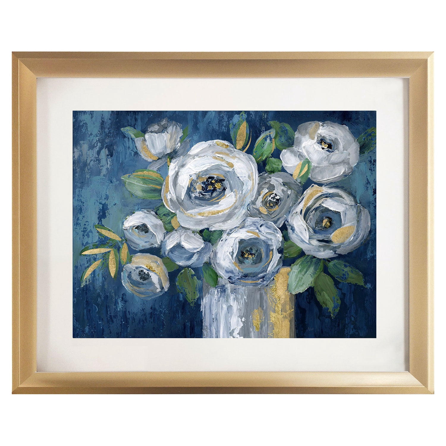 Premius Conference Framed Vase With Flower Wall Art, Blue, 17x21 Inches ...