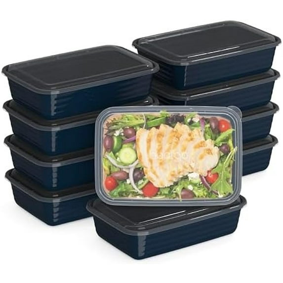 Prep - 20-Piece 1-Compartment Reusable Meal Prep Containers with Lids ...