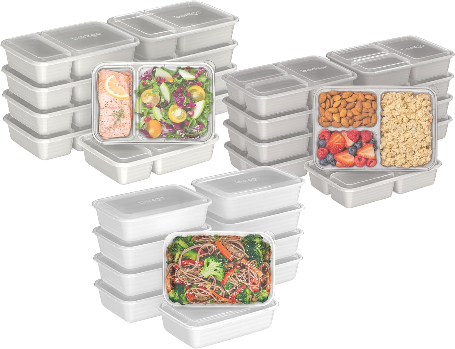 Prep 60-Piece Meal Prep Kit - Reusable Food Containers 1-Compartment, 2 ...