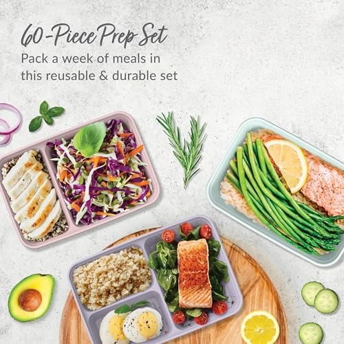 Prep 60-Piece Meal Prep Kit - Reusable PFAS & BPA-Free Food Containers ...