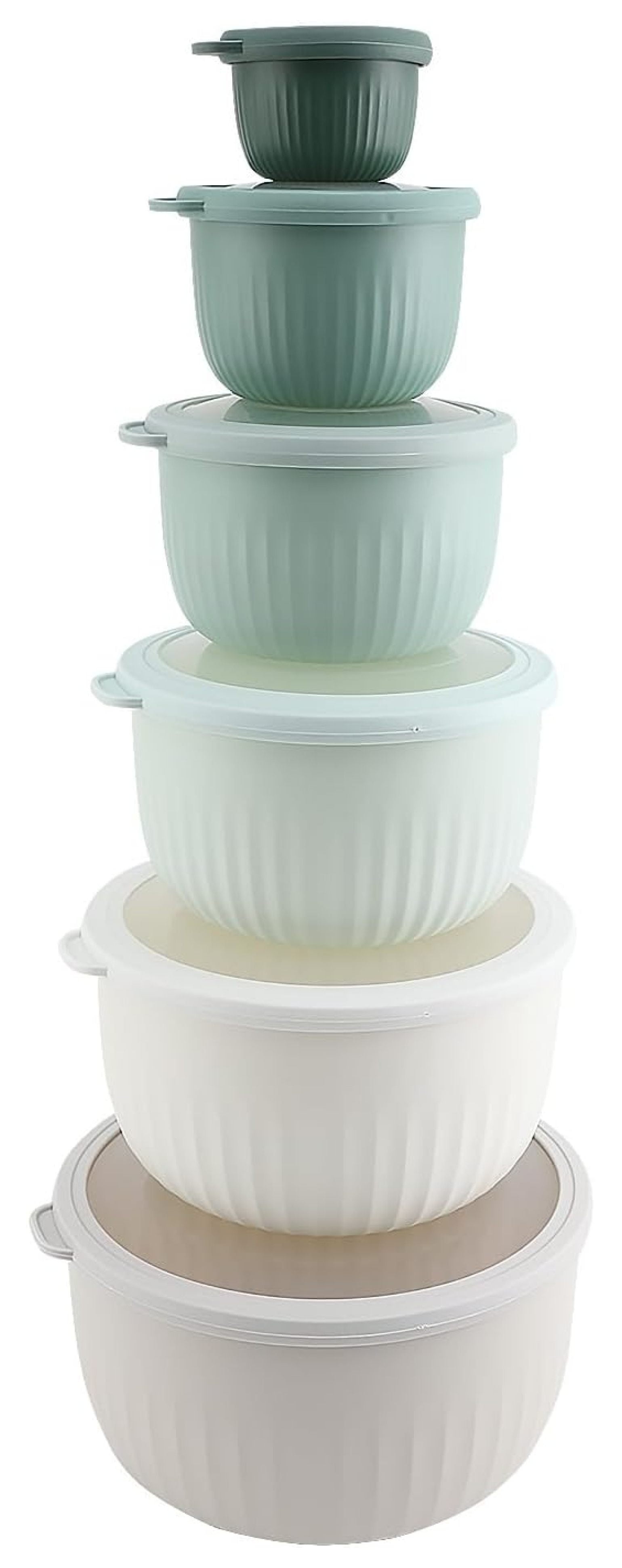 Prep Bowls with Lids- Wide and Deep Nesting Plastic Small Mixing Bowl ...
