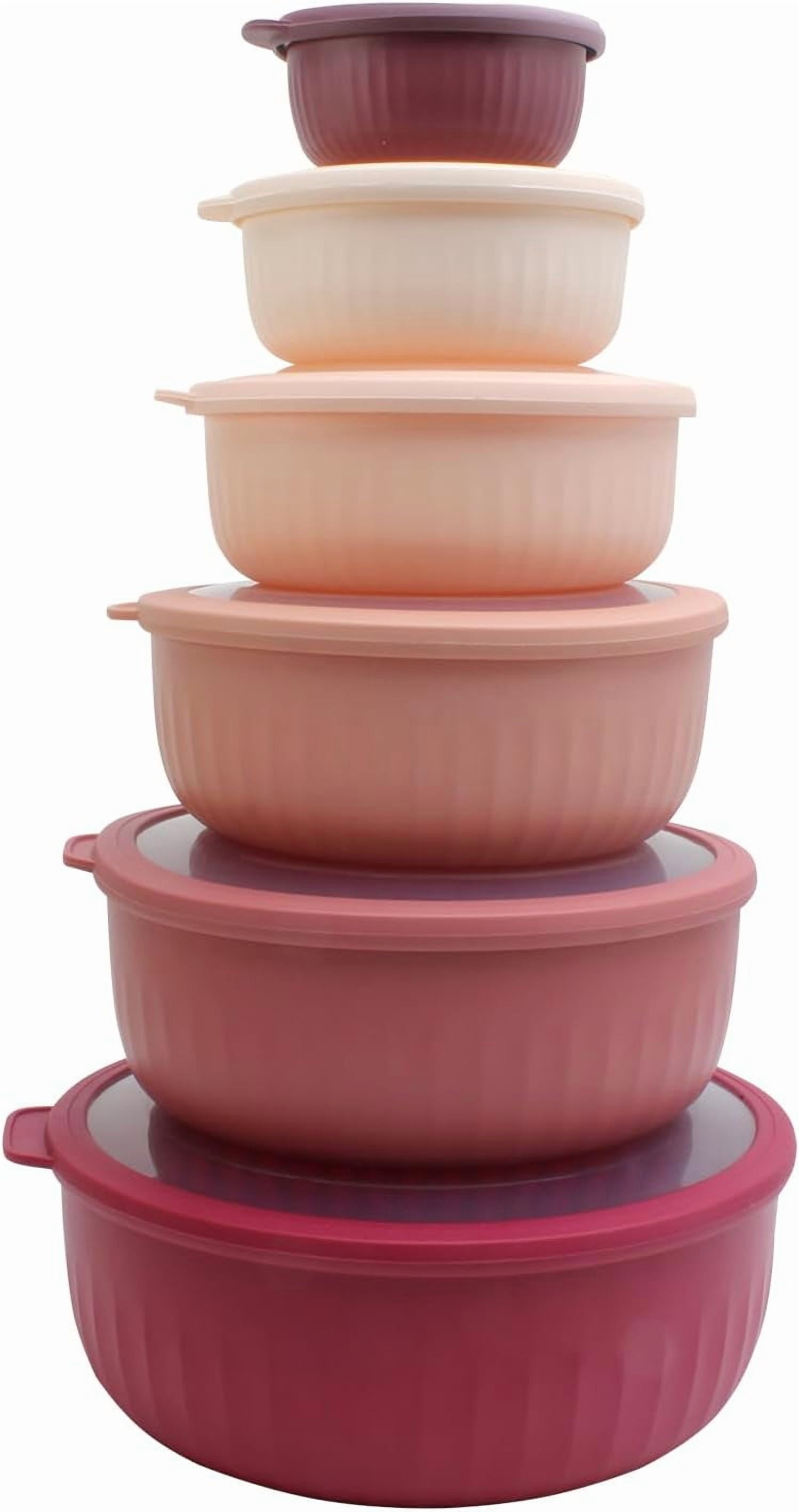 Prep Bowls with Lids- Wide and Deep Nesting Plastic Small Mixing Bowl ...